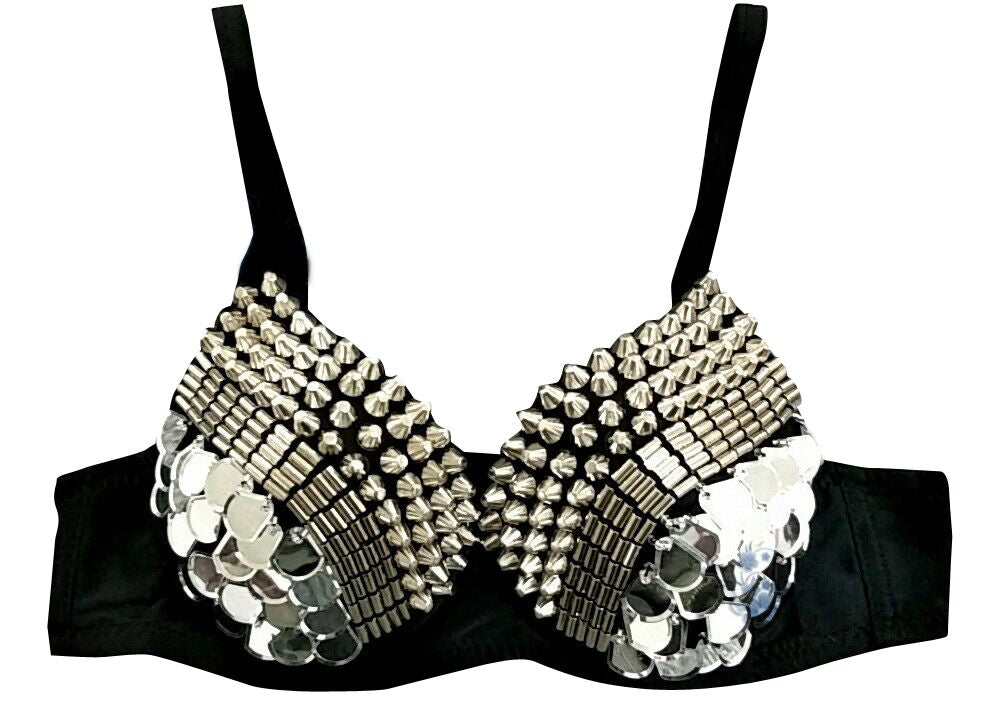 Kaamastra-Women-Steel-Blunt-Spike-With-Crystal-Fish-Scale-Bra